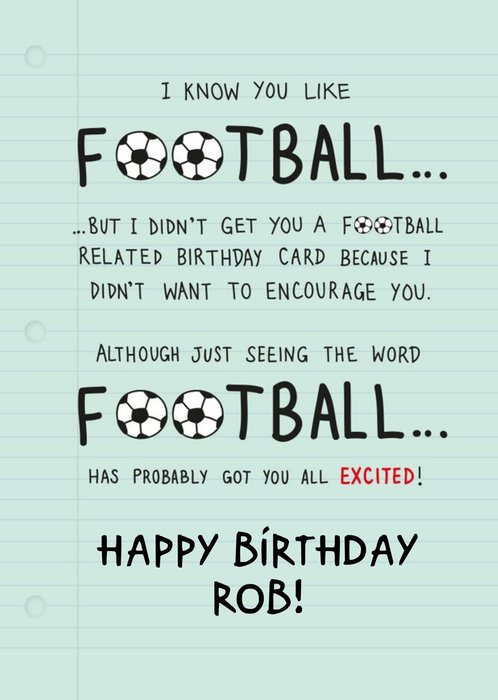 For Football Fans Personalised Birthday Card | Moonpig