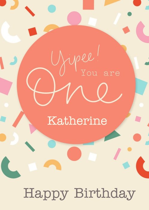 Typographic Calligraphy Lettering One First Birthday Card | Moonpig