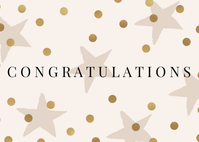 Stylish Gold Confetti And Stars Congratulations Postcard | Moonpig