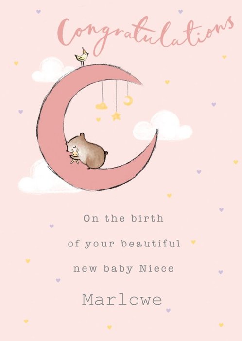 Clintons Illustration Moon Cute New Baby Card | Moonpig