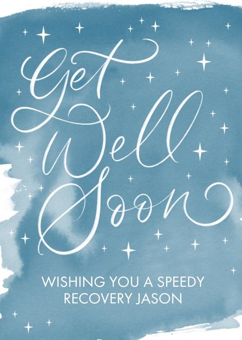Calligraphy And Stars Get Well Soon Card | Moonpig