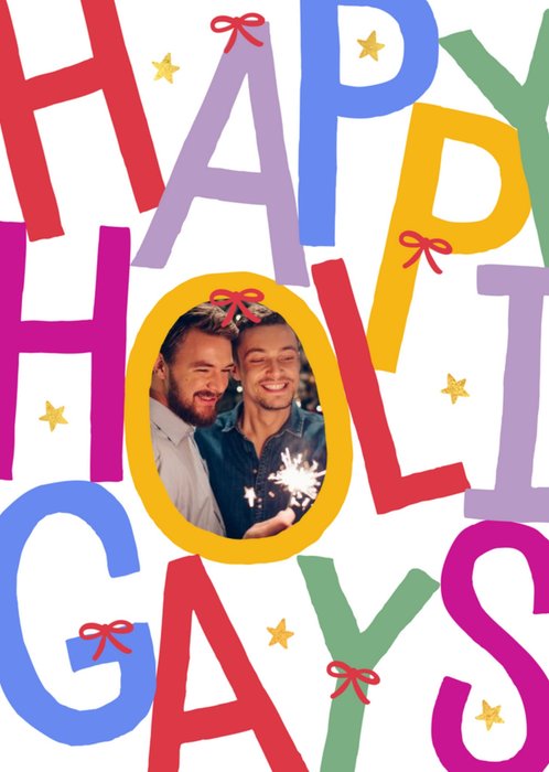 Bright Joyful Happy Holidays Holigays Photo Upload Christmas Card | Moonpig