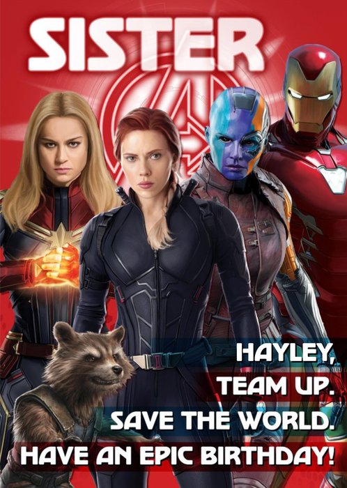 The Avengers End Game Sister birthday card | Moonpig