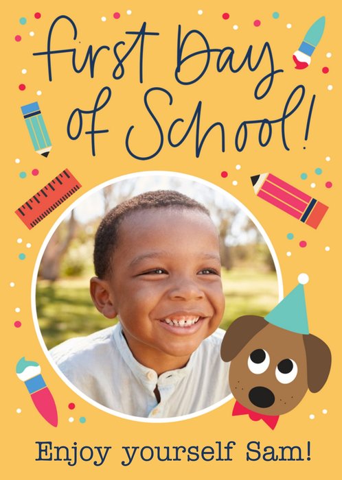 Cute Illustration Of A Dog And Different Stationery Photo Upload First ...