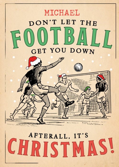 Traditional Illustration Of A Football Match Christmas Card | Moonpig