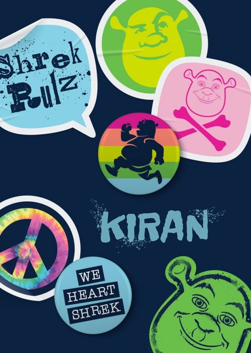 Shrek Illustrated Stickers Birthday Card | Moonpig