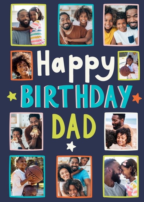 Sweet And Bold Colourful Happy Birthday Dad Collage Photo Upload ...