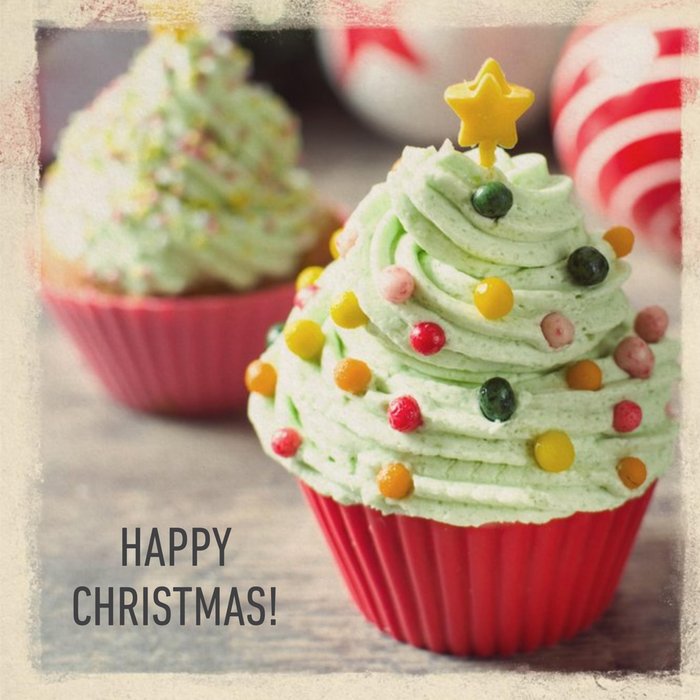 Christmas Tree Cupcakes Personalised Happy Christmas Card | Moonpig