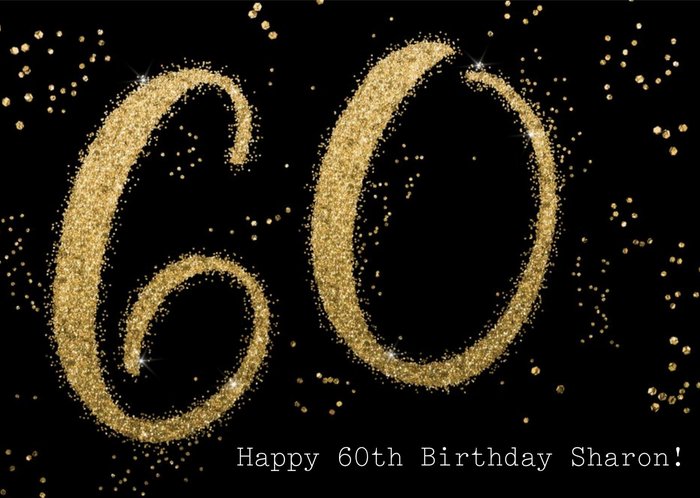 Metallic Gold Lettering 60th Birthday Card | Moonpig