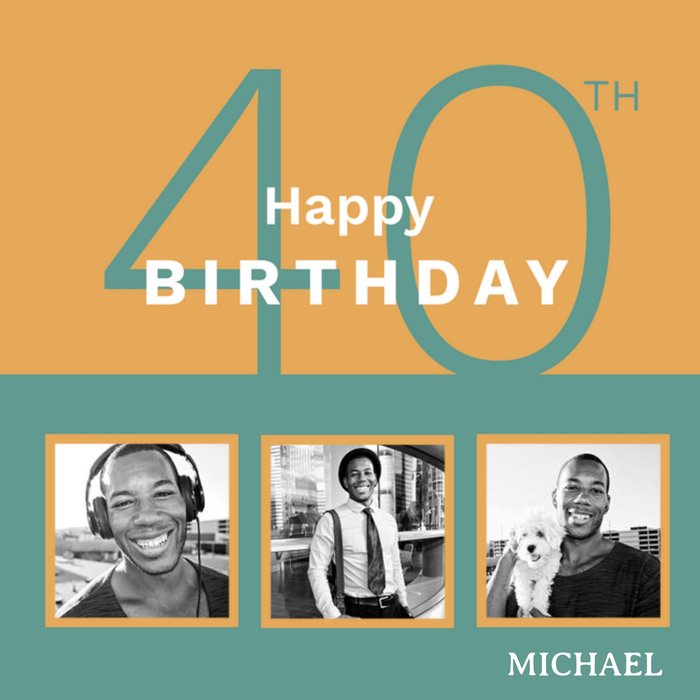 Featuring A Two Tone Design With Three Photo Frames 40th Birthday Photo ...